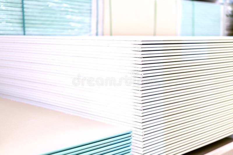 Pallet with Drywall Sheets Plasterboard in the Building Warehouse Store ...