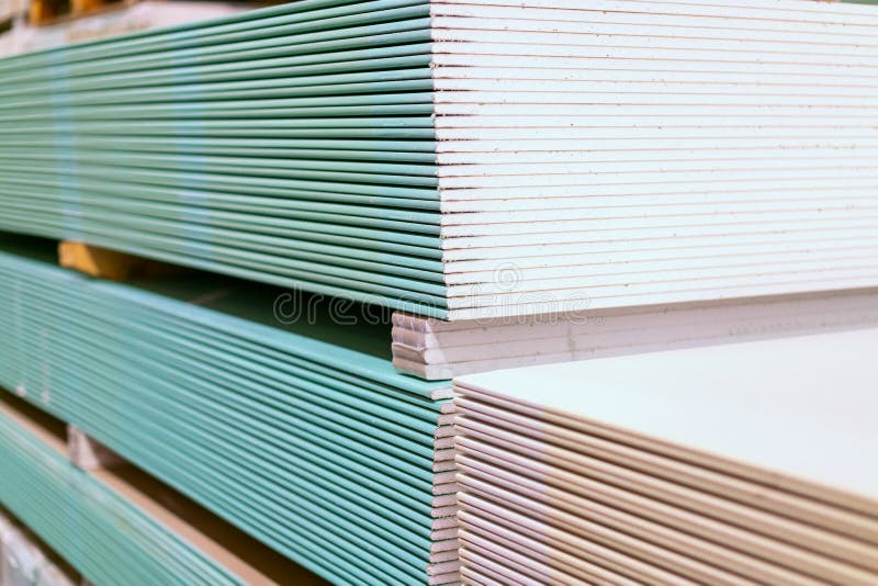 Pallet with Drywall Sheets Plasterboard in the Building Warehouse Store ...