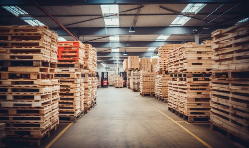 A Pallet-Filled Warehouse with Abundant, Sturdy, and Stackable Wooden ...