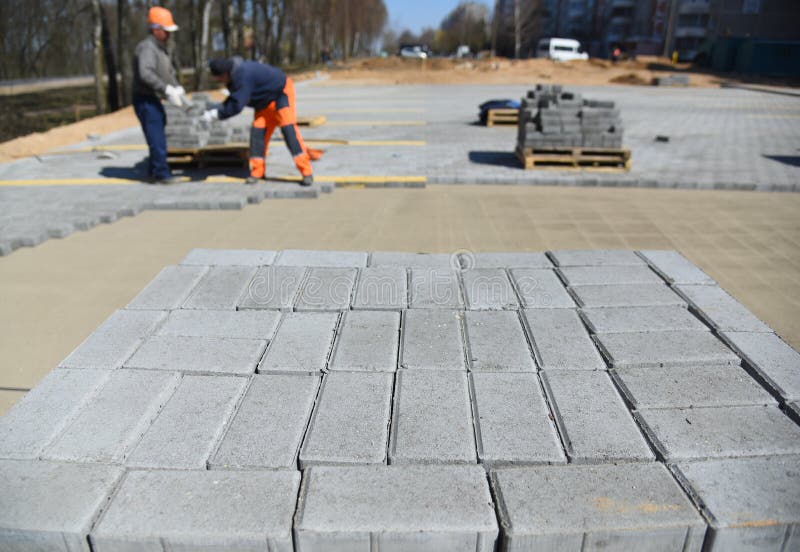 Pallet with Folded Paving Slabs. Stock Photo - Image of worker, cement ...