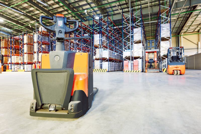 Pallet Forklift Truck at Warehouse Stock Image - Image of shelf ...