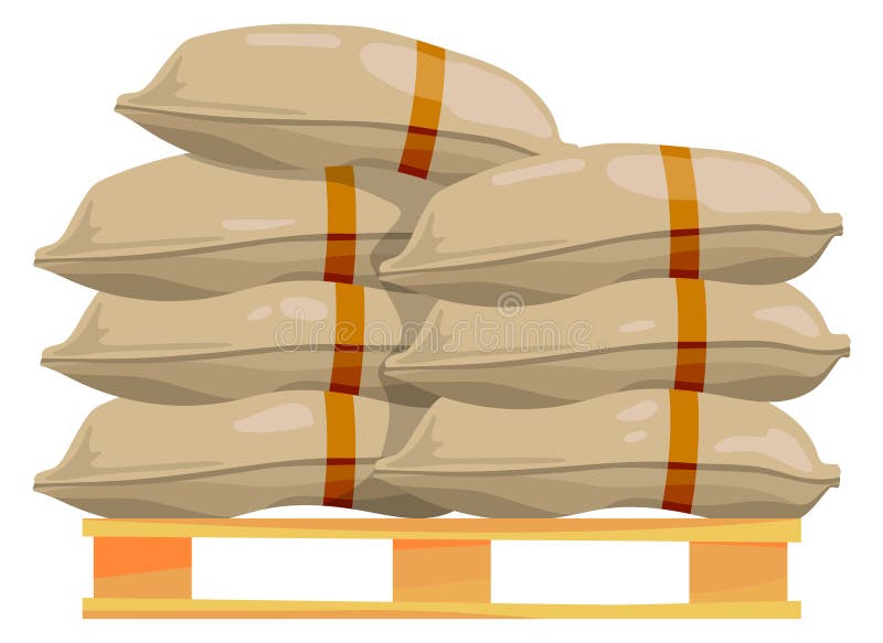 Pallet with Grain Bags. Flour Storage Stock Illustration - Illustration ...