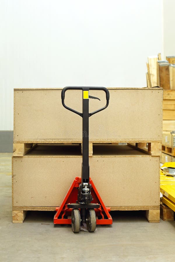 Pallet Jack Crate Load stock photo. Image of food, industrial - 166317906