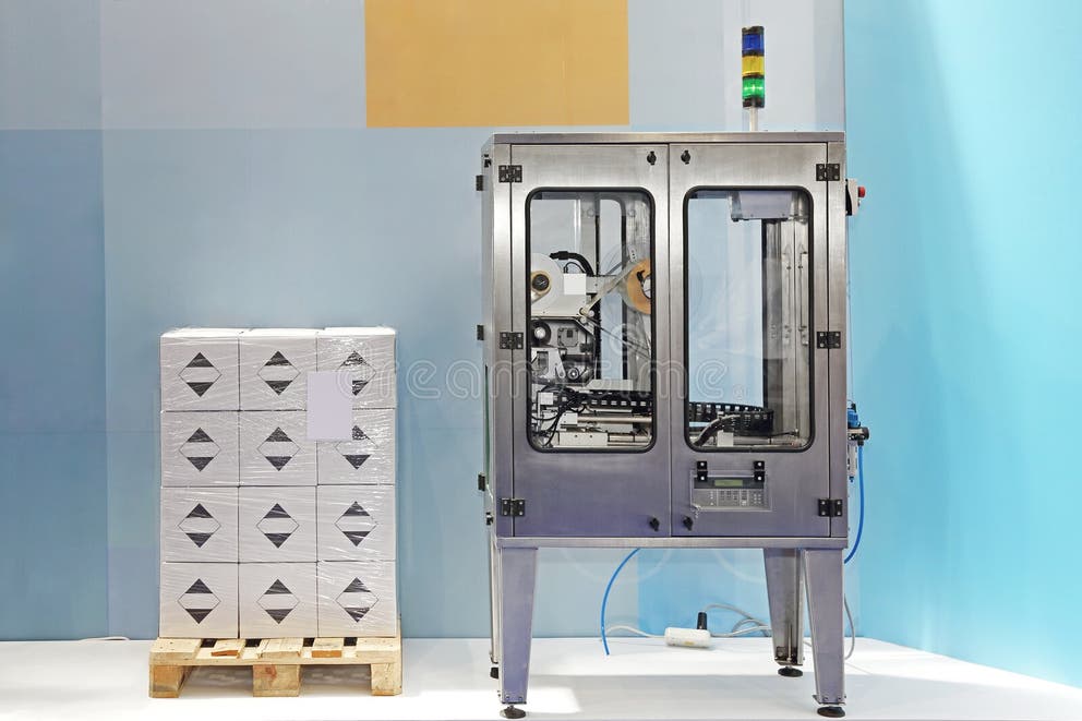 Pallet Labelling Machine stock image. Image of sticker - 292924109