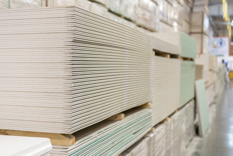 Pallet with Plasterboard in the Building Store Stock Image - Image of ...