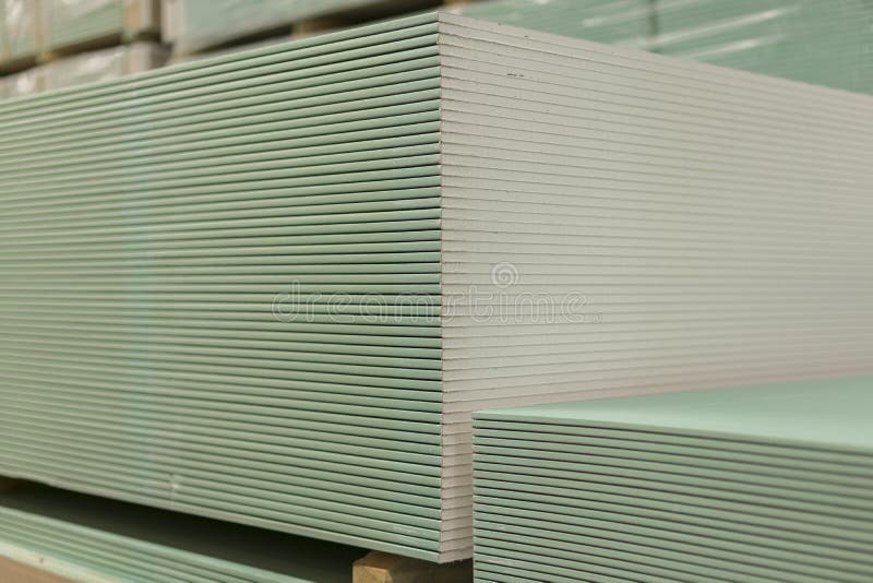 Pallet with Plasterboard in the Building Store. Warehouse with ...