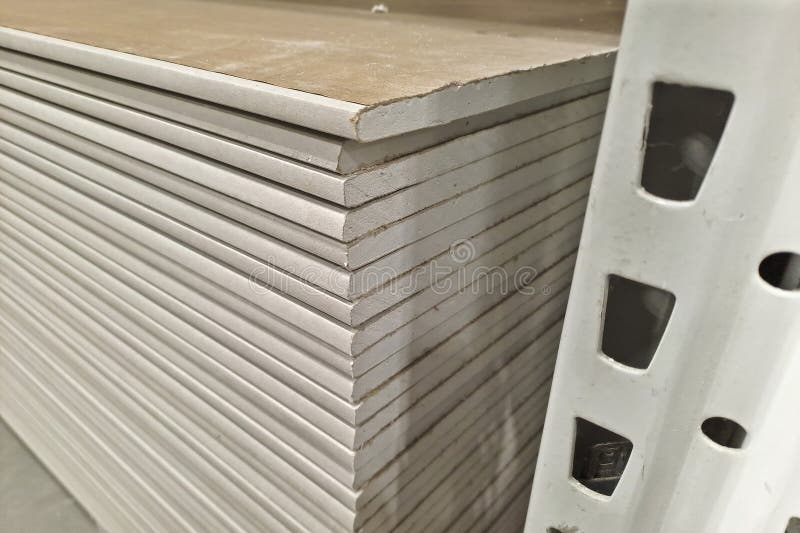 Pallet of Plasterboard Sheets in a Construction Site Stock Photo ...