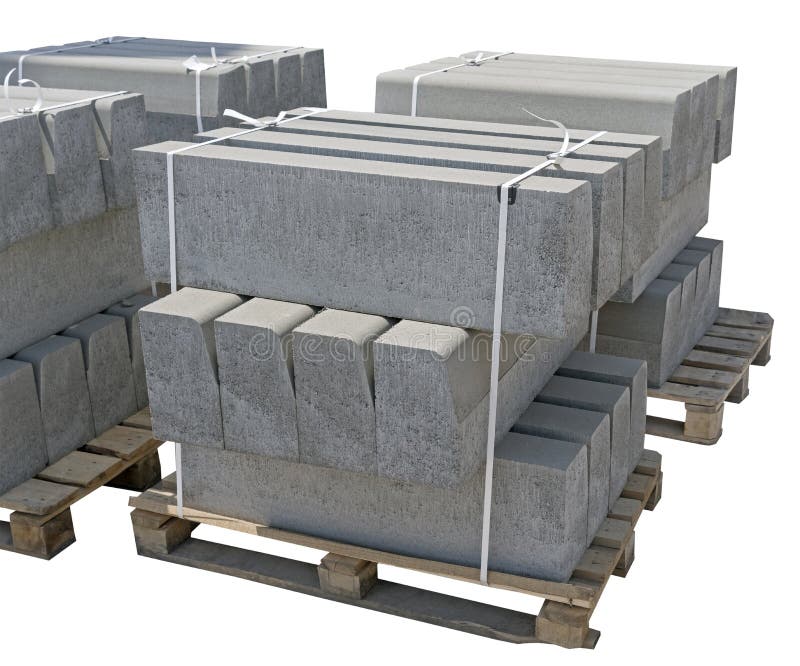 Pallet with a Stack of Concrete Curbstone Stock Photo - Image of ...