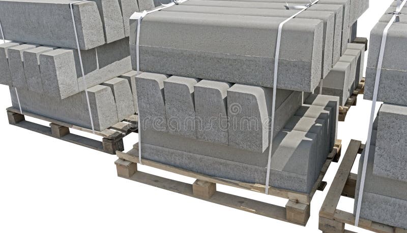 Pallet with a Stack of Concrete Curbstone Stock Photo - Image of paving ...