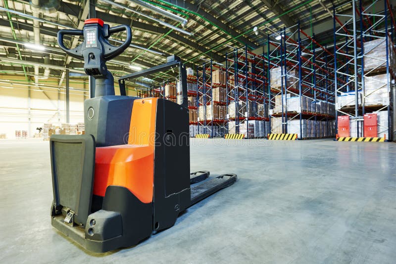 Pallet Stacker Truck At Warehouse Stock Photo - Image of manufacturing ...