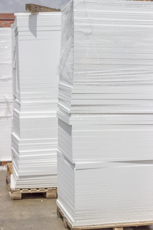 Pallet of Styrofoam Sheet Insulation Stock Photo - Image of goods, foam ...
