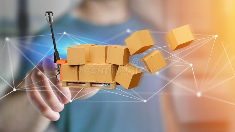 Pallet Truck and Carboxes with Network Connection System - 3d Re Stock ...