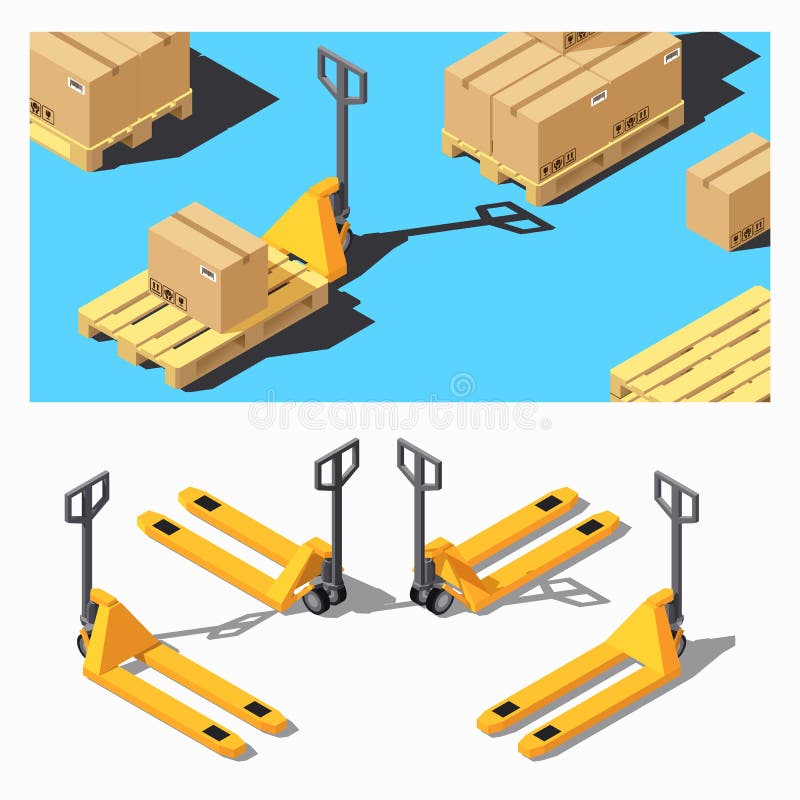 Pallet Truck. Storage Equipment Isometric Icon Set. Stock Vector ...