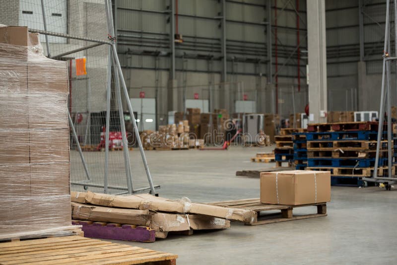 Pallet in warehouse stock photo. Image of industry, plastic - 255573658