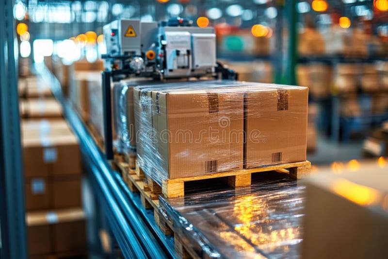 A Pallet Wrapping Machine in Action, Industrial and Functional ...