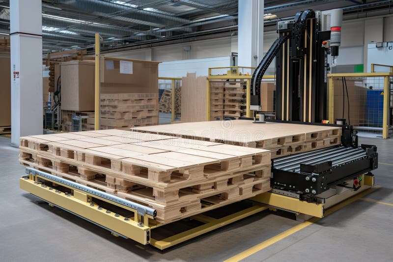 Palletizing Robot, with Finished Pallet Ready for Shipment Stock Image ...