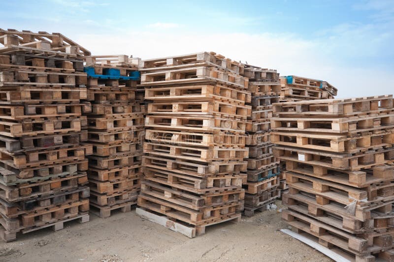 Wooden Pallet Columns Isolated on White Stock Image - Image of stack ...
