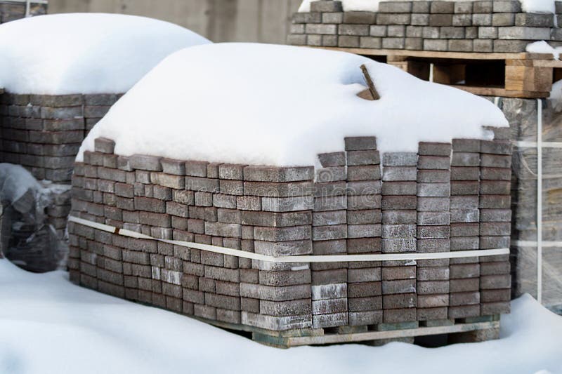 Pallets with Bricks in the Store. Racks of Brick. Stock Image - Image ...