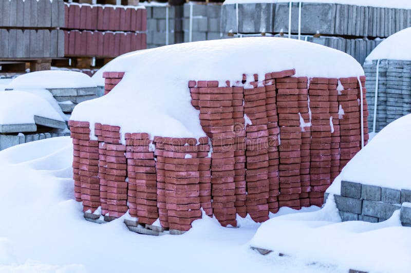 Pallets with Bricks in the Store. Racks of Brick Stock Image - Image of ...