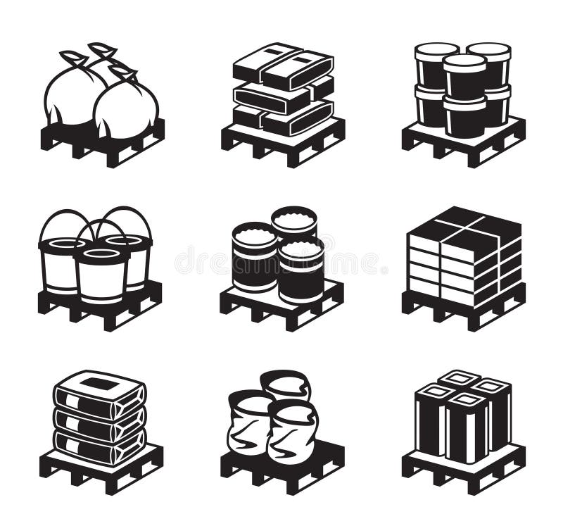 Pallets with Building Materials Stock Vector - Illustration of metal ...