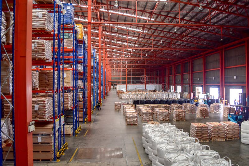 Pallets of Cargo Lay in Shorting Area in Distribution Warehouse after ...