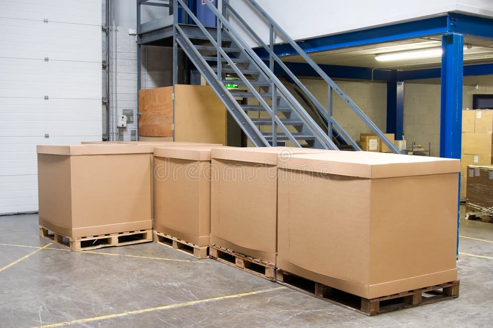 Pallets with Cartons in Warehouse Stock Image - Image of storage ...