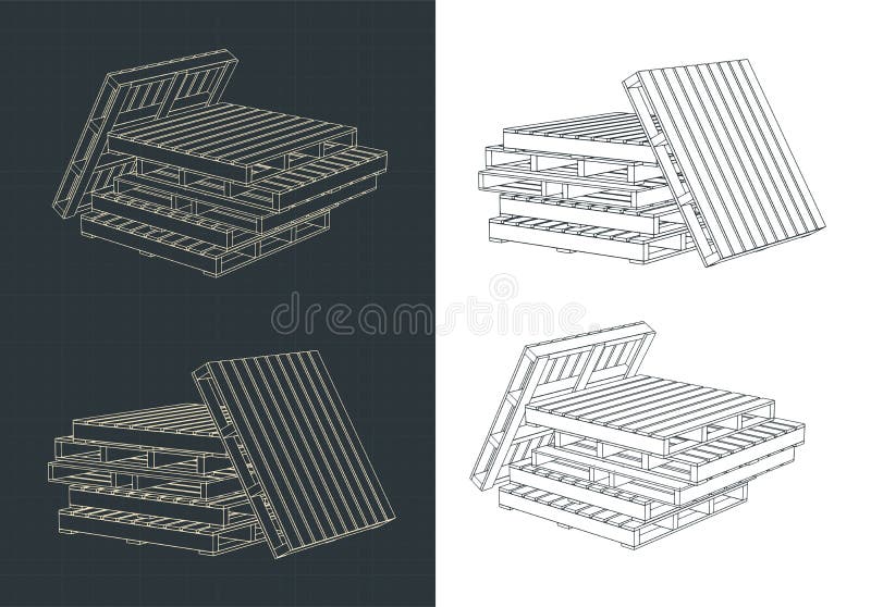 Pallets Composition Drawing Stock Vector - Illustration of vector ...