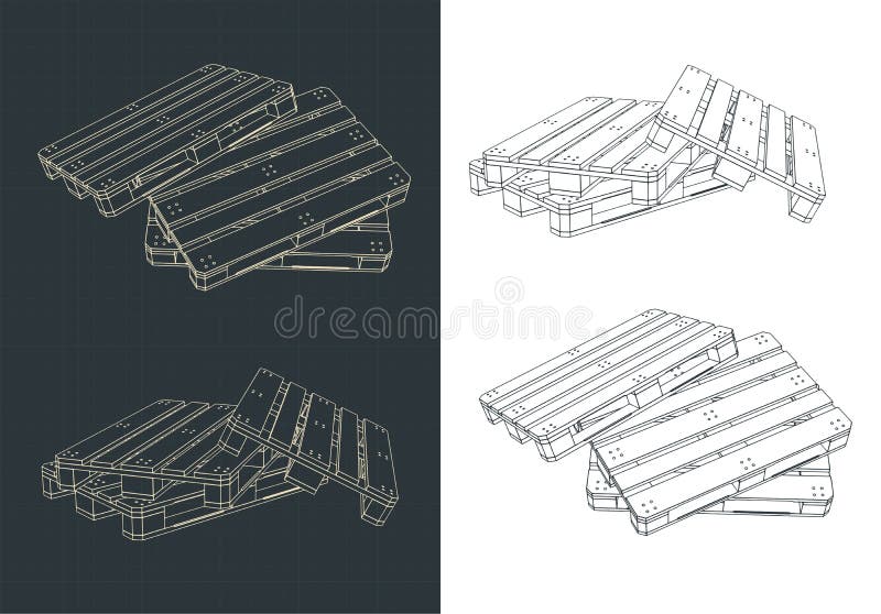 Pallets Composition Drawings Stock Vector - Illustration of industrial ...
