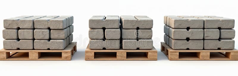 Pallets Concrete Pavers Collection. Grey Concrete Blocks Ready for ...