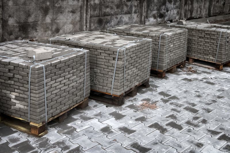 Pallets with Folded Paving Slabs Stock Image - Image of grey, paver ...