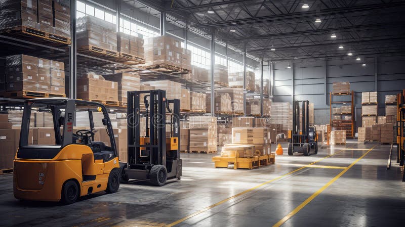 Pallets Forklift Warehouse Background Stock Illustration - Illustration ...