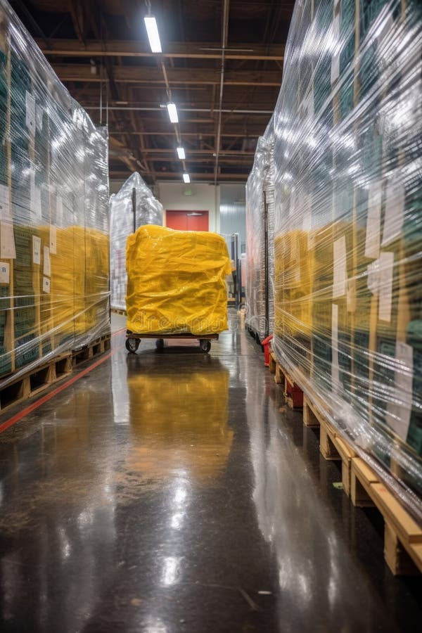 Pallets of Goods Wrapped in Plastic, Ready for Shipment Stock ...