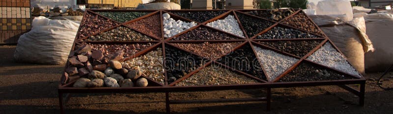 Pallets with Natural Facing Stone and Cobblestones Stock Photo - Image ...
