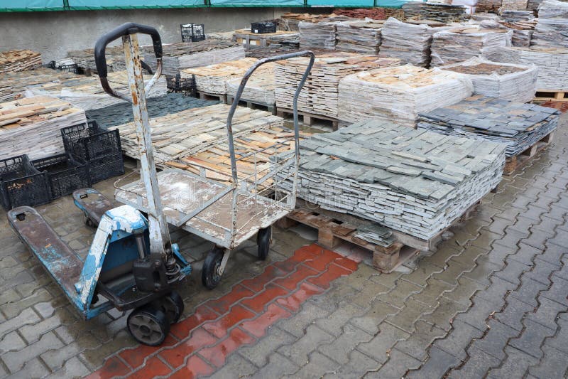 Pallets of Stacked Slabs Located in the Construction Area for Various ...
