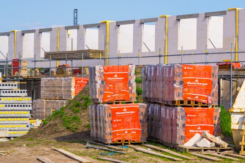 Pallets with Wienerberger Facing Bricks on a Consturction Site ...