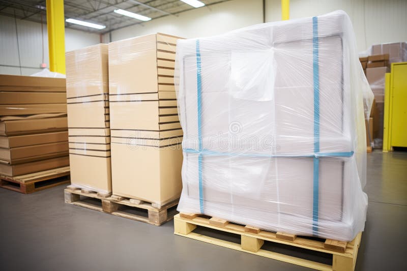 Pallets Wrapped in Plastic Ready for Shipment Stock Illustration ...