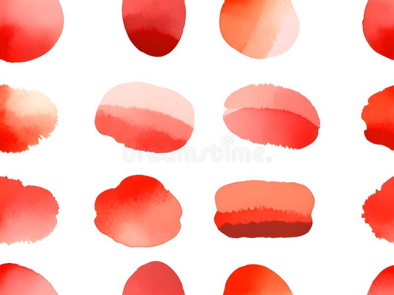 Pallette Watercolor Blobs in Red and Pink Blending Softly, Forming ...