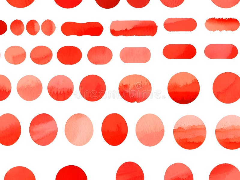 Pallette Watercolor Blobs in Red and Pink Blending Softly, Forming ...