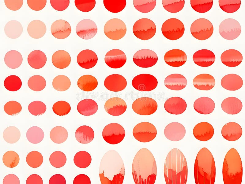 Pallette Watercolor Blobs in Red and Pink Blending Softly, Forming ...