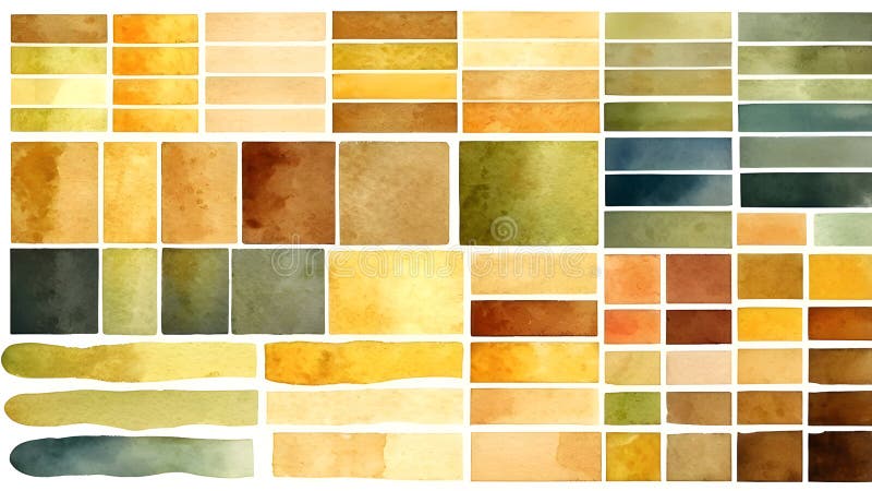 Pallette Watercolor Blobs in Yellow and Orange Blending Softly, Forming ...