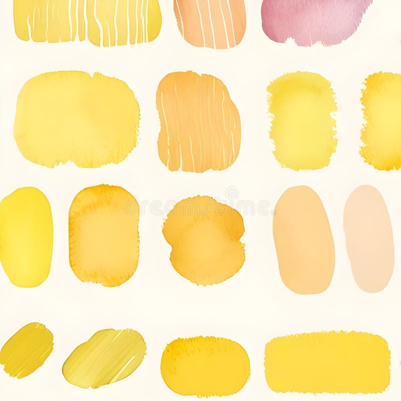 Pallette Watercolor Blobs in Yellow and Orange Blending Softly, Forming ...