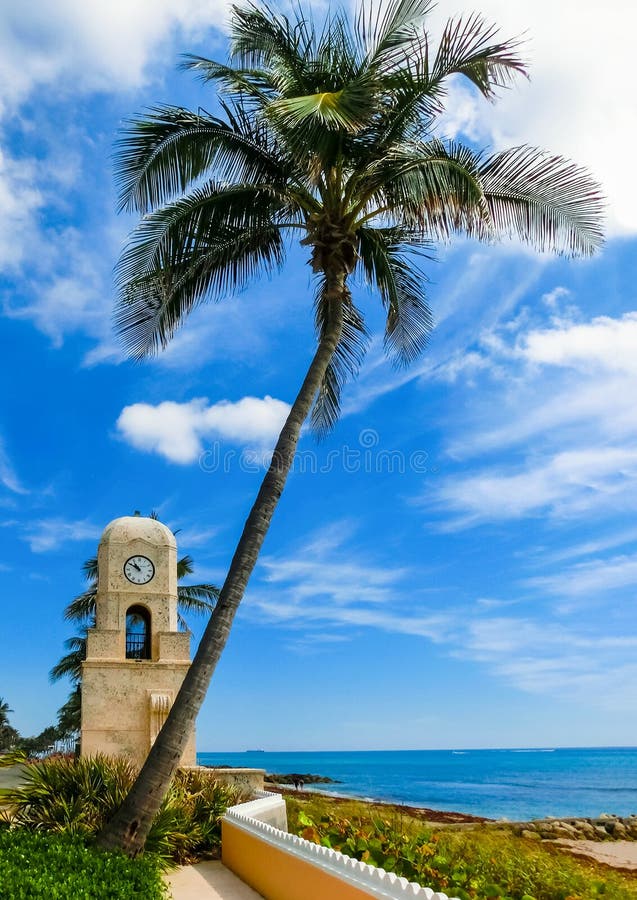 Palm Beach, Florida, USA Clock Tower on Worth Ave. Stock Image - Image ...