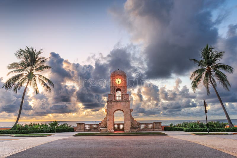 Palm Beach, Florida, USA Clock Tower on Worth Ave Stock Photo - Image ...
