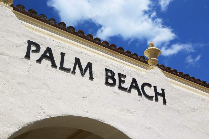 Palm Beach Sign on Wall of a Building Stock Photo - Image of beach ...