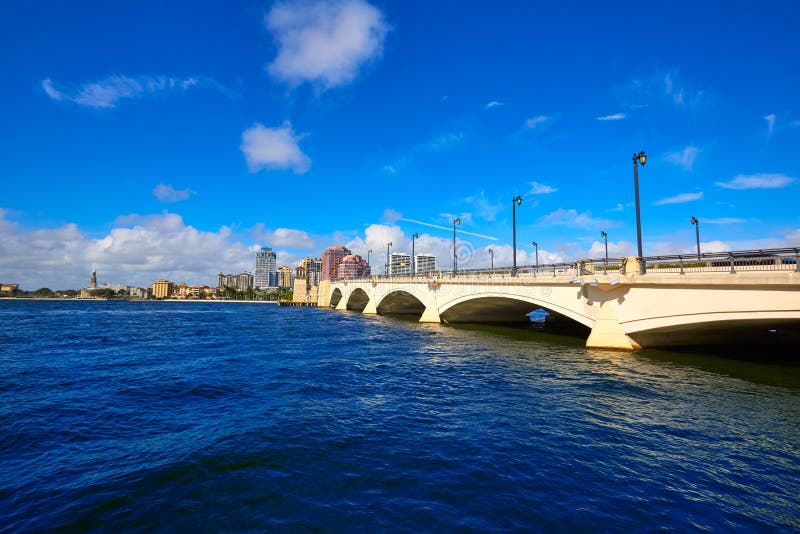 Palm Beach Skyline Royal Park Bridge Florida Stock Photo - Image of ...