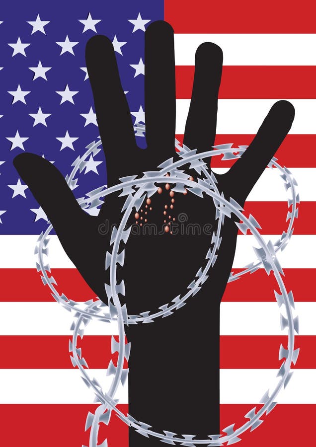 Palm of Black Hand Raised in Protest Stock Vector - Illustration of ...