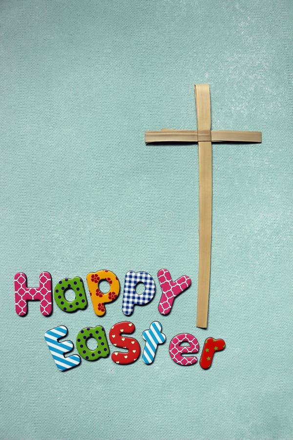 Palm Cross and Happy Easter Background Stock Photo - Image of happy ...