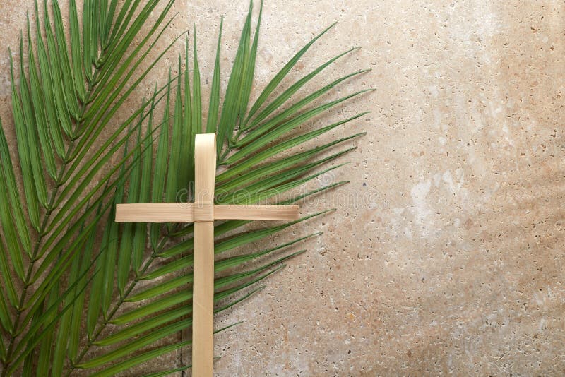 Palm Cross and Palm Leaves. Palm Sunday and Easter Day Concept. Stock ...