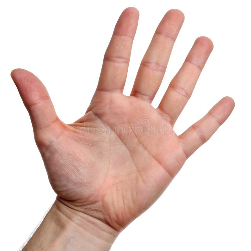 Palm Down Right Hand Isolated on White Background - Gesture of Control ...