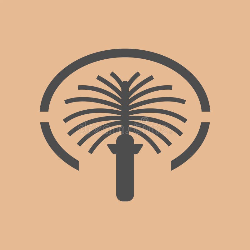 The Palm Jumeirah Icon In Outline Style Isolated On White Background ...